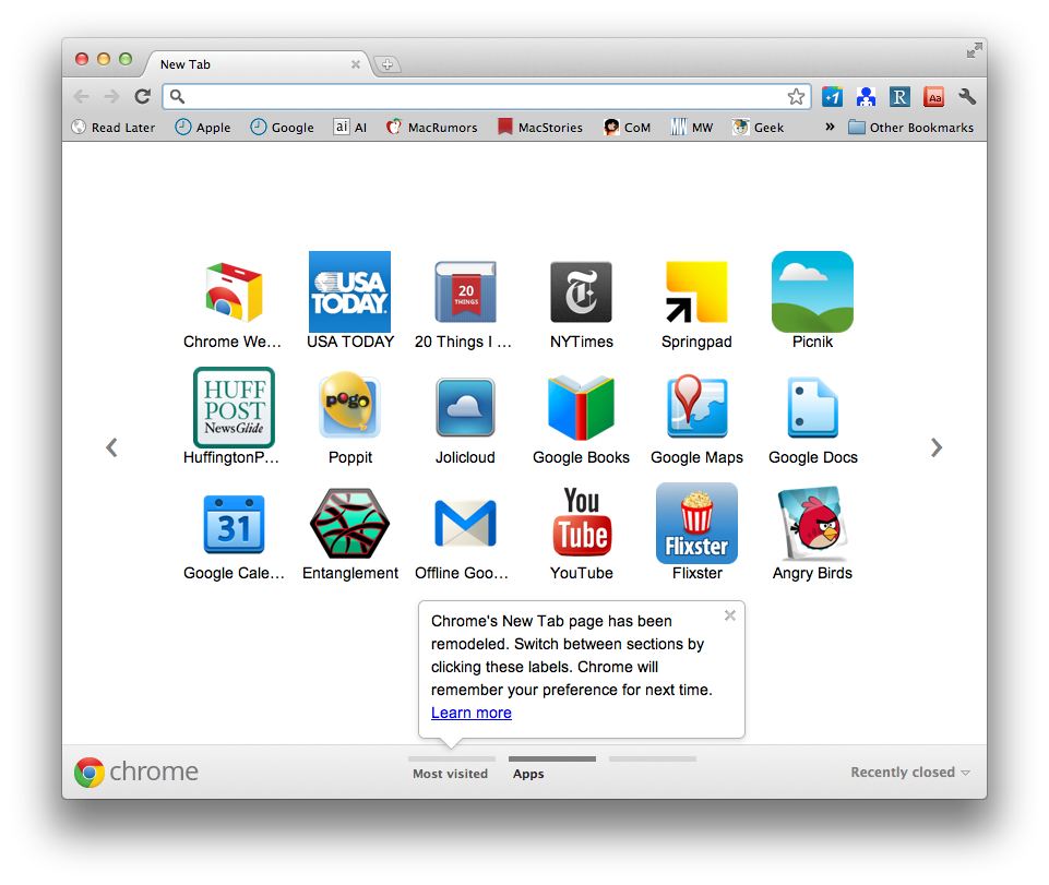 Google pushes Chrome 15 with redesigned New Tab sporting customizable ...