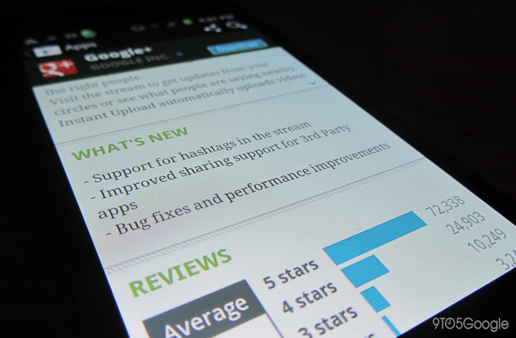 Google+ for Android updated with small fixes and features