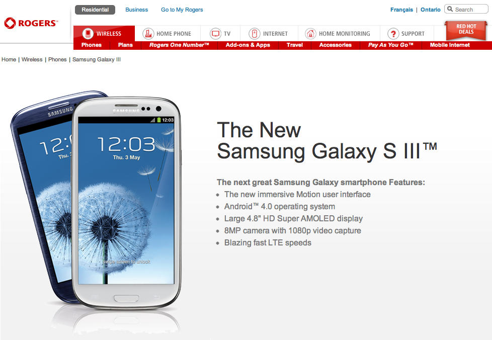 Canada's Rogers Wireless begins pre-orders for Samsung Galaxy S III