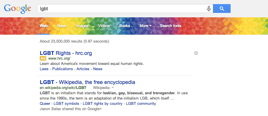 LGBT-related searches get rainbow banner on Google for Pride Month
