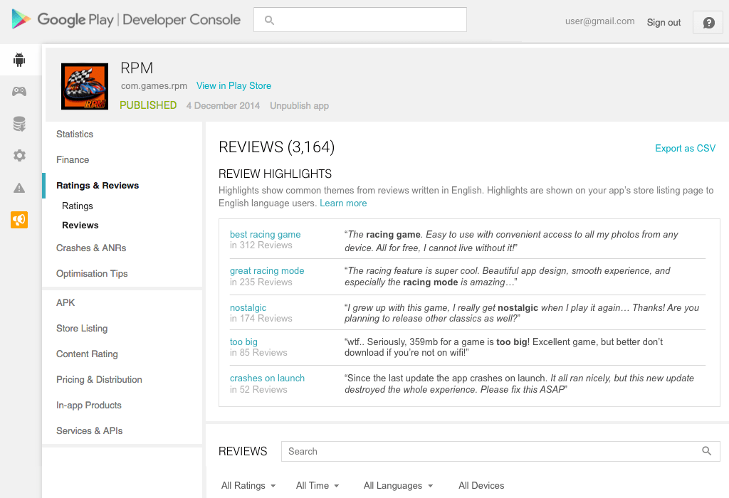 Google Play Developer Console adds new tools to analyze user ratings ...