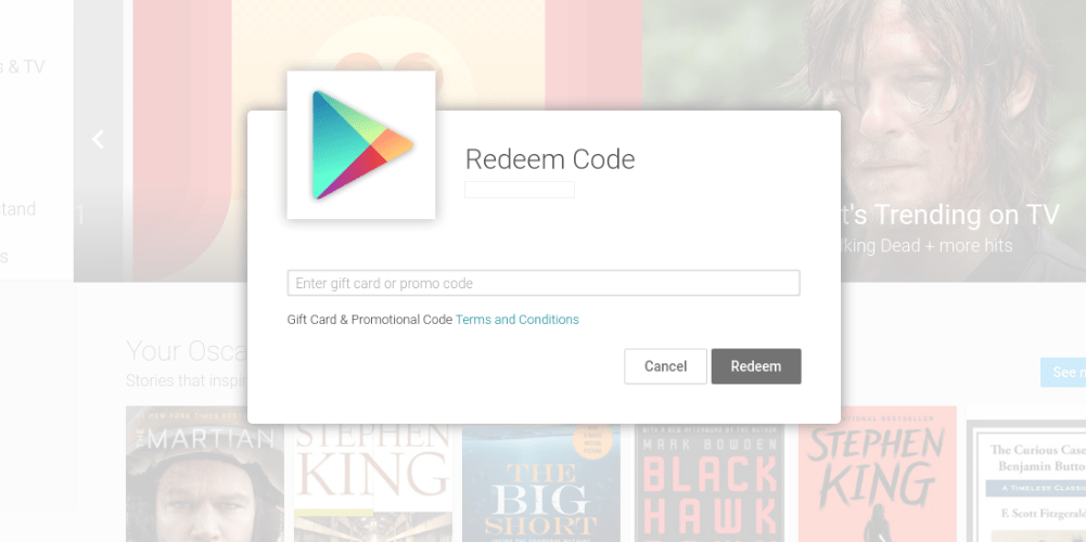 App promo codes can now be redeemed via the Play Store website