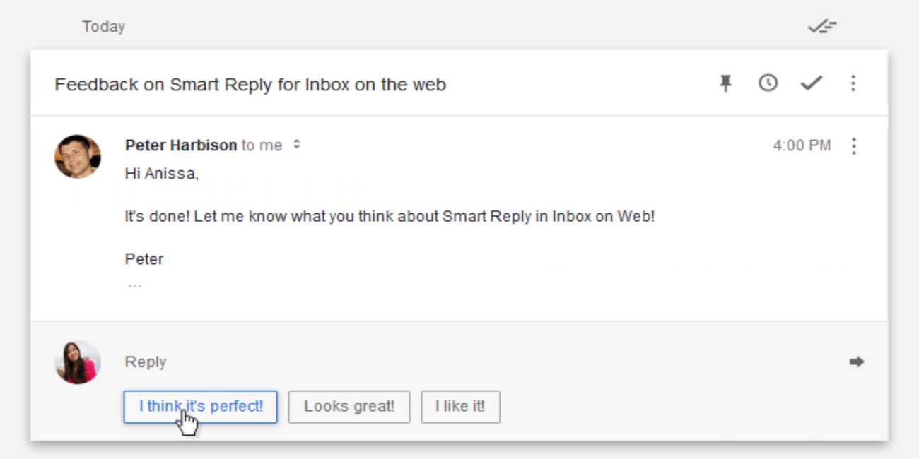 Inbox by Gmail adds ‘Smart Reply’ suggestions for web users