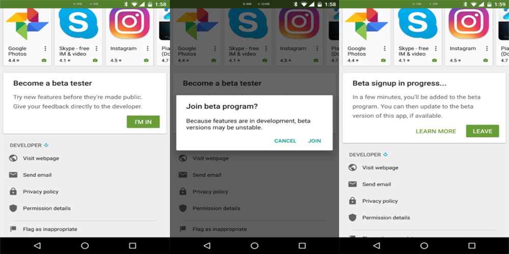 Play Store v6.7 lets you join and leave the beta testing program, leave ...