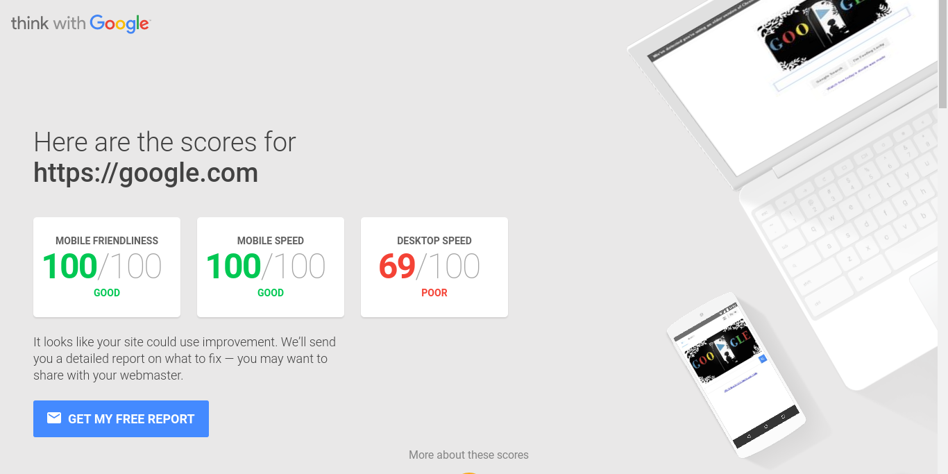Google's Test My Site tool analyzes web pages for mobile friendliness ...