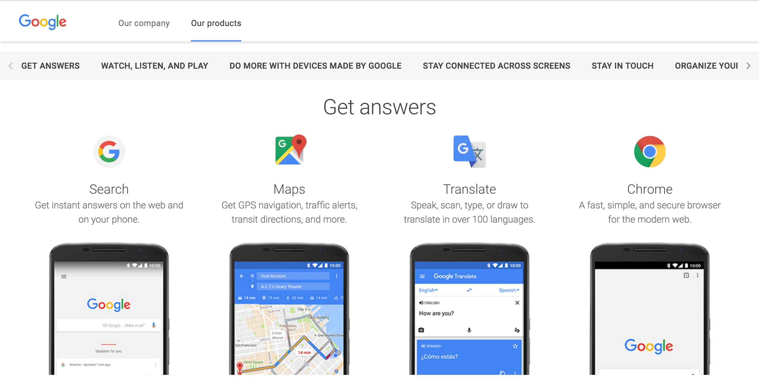 Google's redesigned product page showcases the company's entire ...