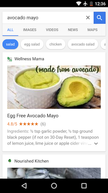 Google adds tappable search suggestions to recipe searches on mobile