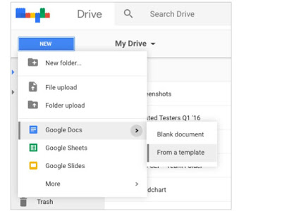 PSA: It's now easier to make a Google Doc from a template via Google Drive