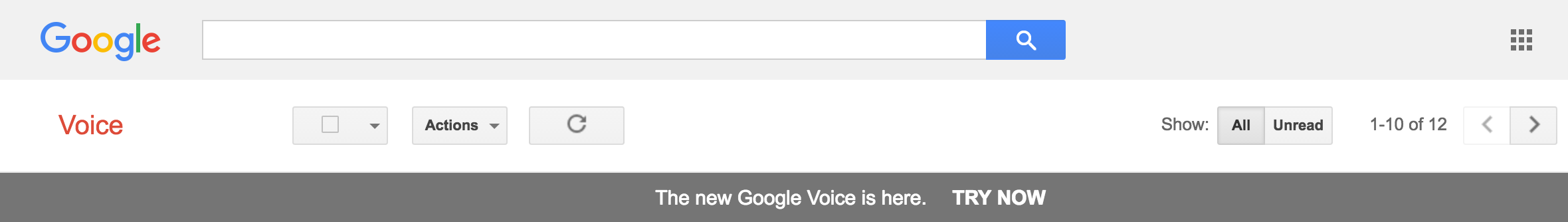 Google Voice website currently features banner touting 'new' version ...