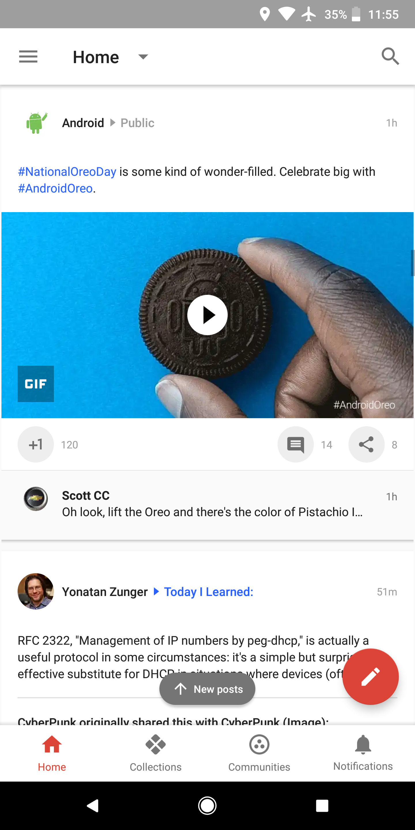 Google+ for Android adopts a brighter design, white bottom bar