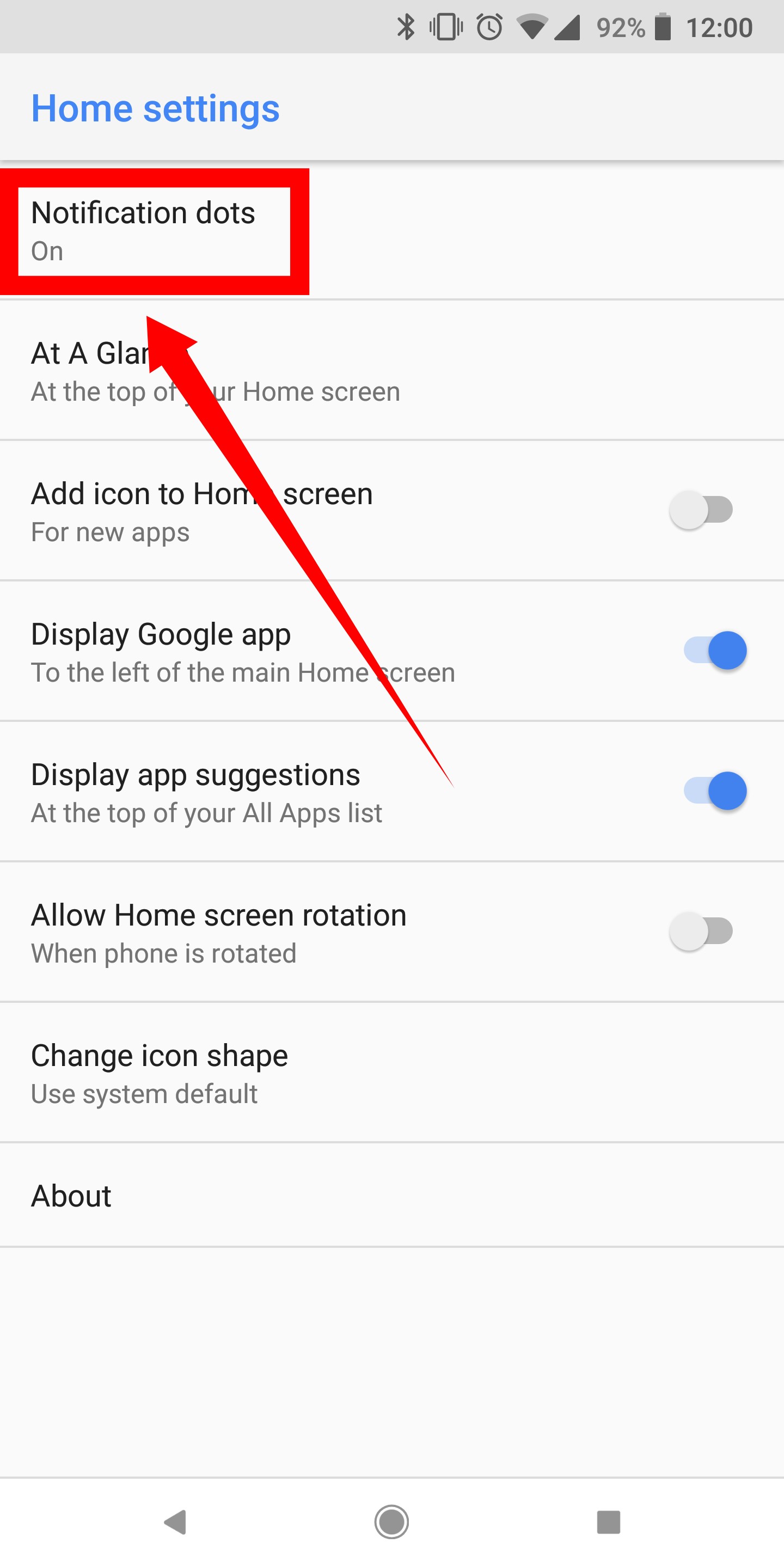 How to turn off notification dots on Android