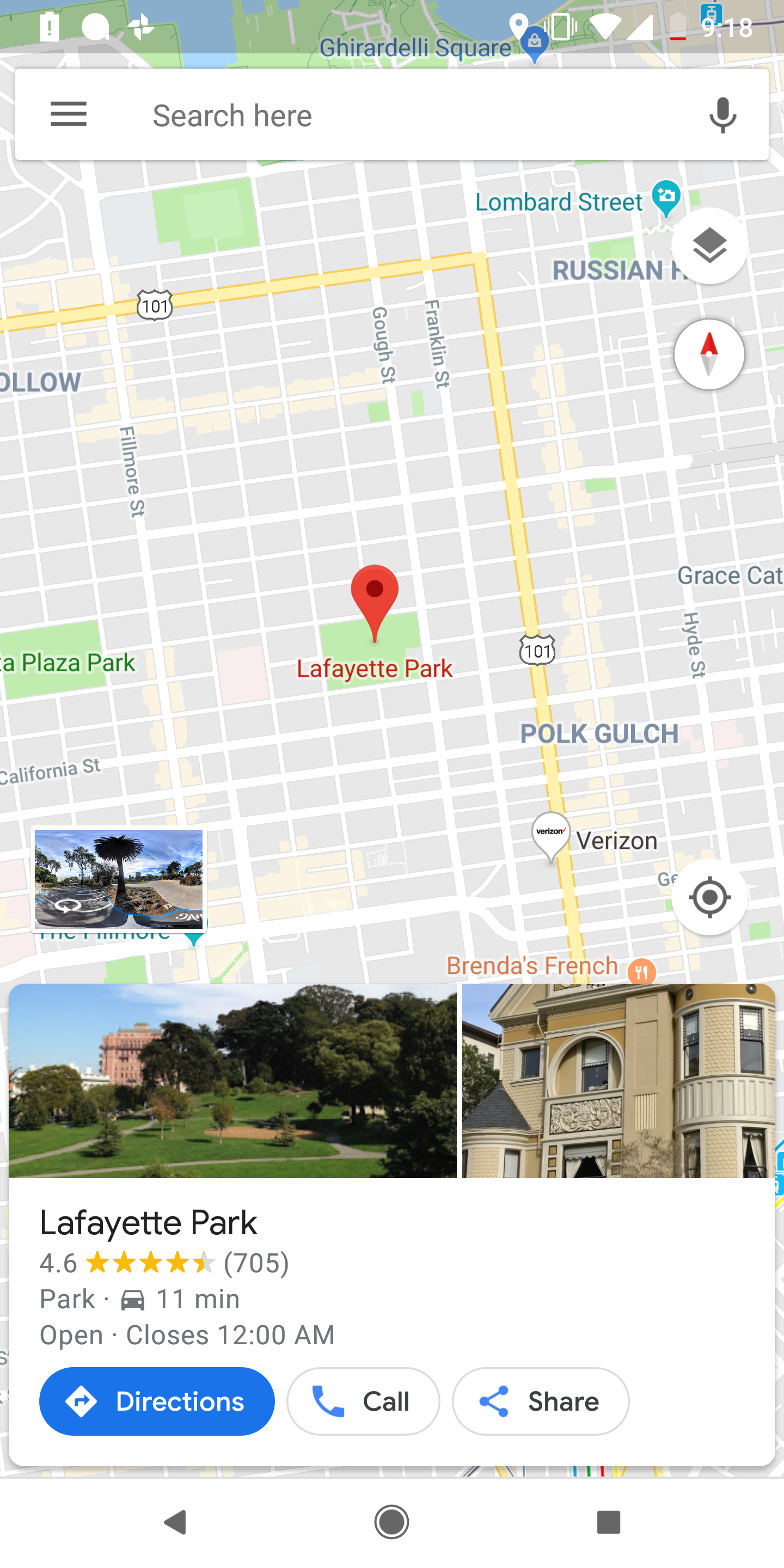 Google Maps testing Material Theme place cards w/ more details, shortcuts