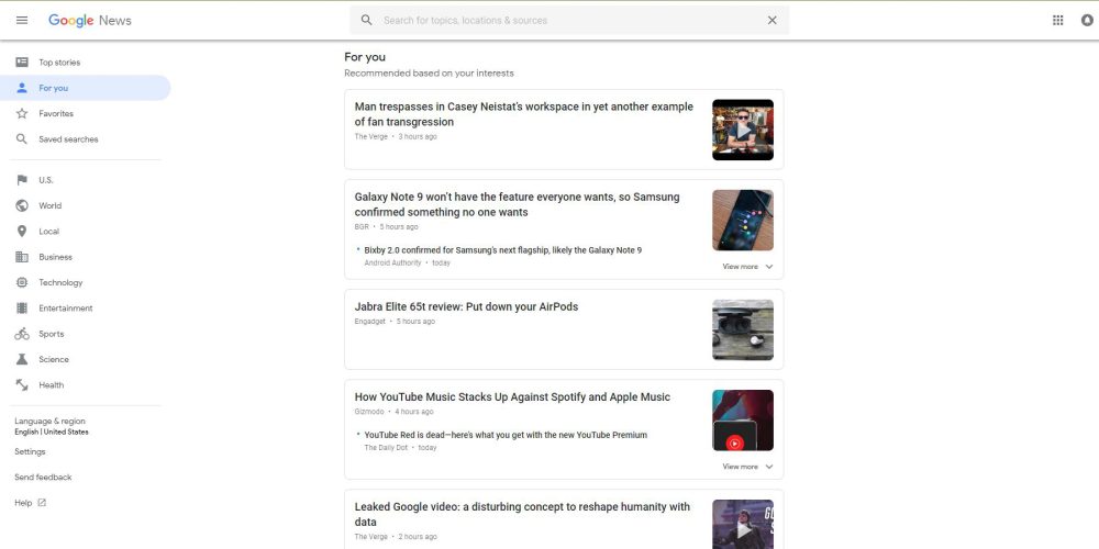 Google Material Theme update for Google News on the web rolling out now [Gallery] - 9to5Google