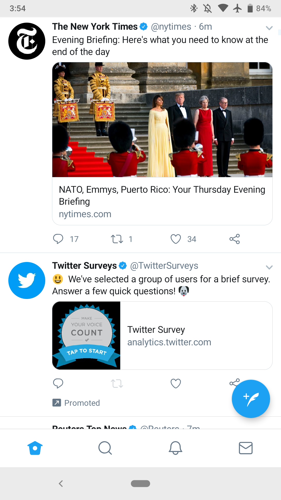 Twitter rolling out a bottom bar on Android, removes swiping between ...