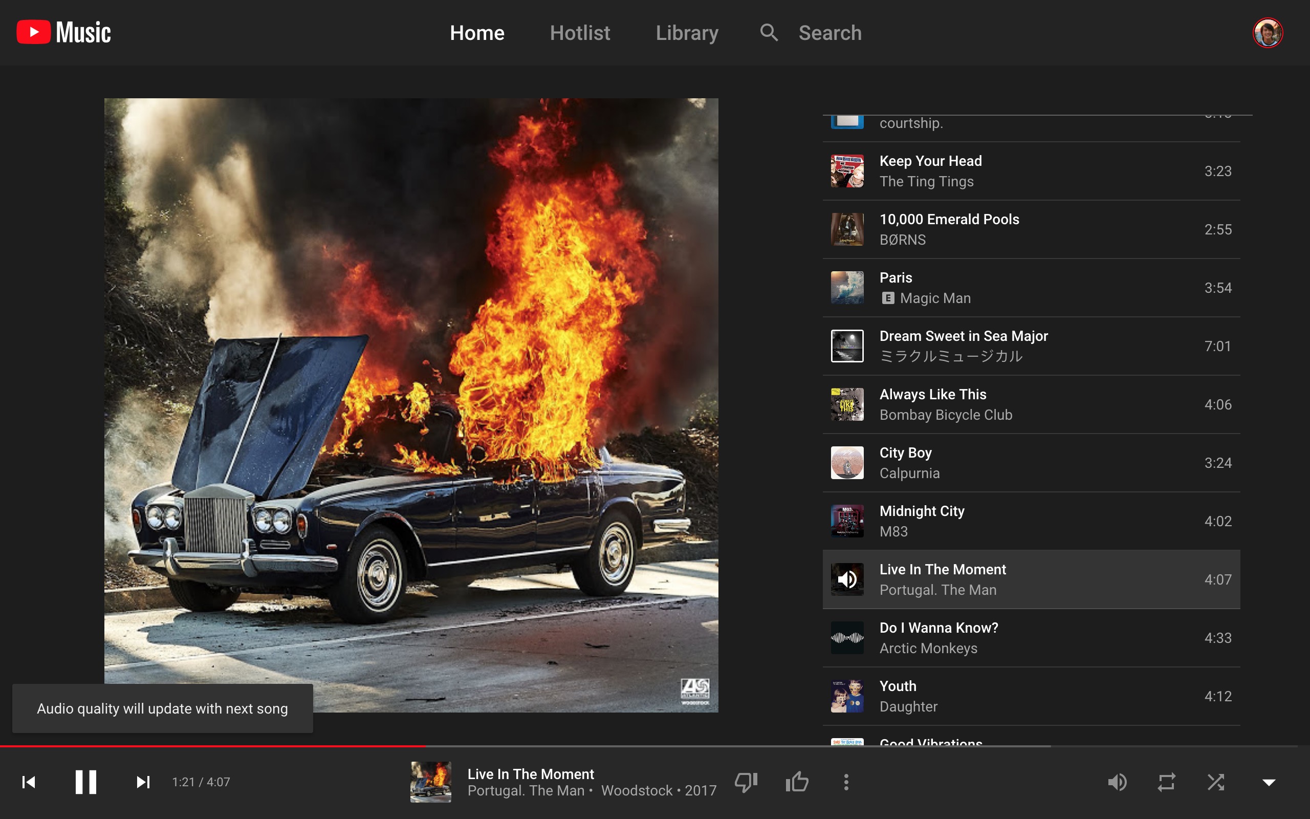 YouTube Music web app gains audio quality streaming settings
