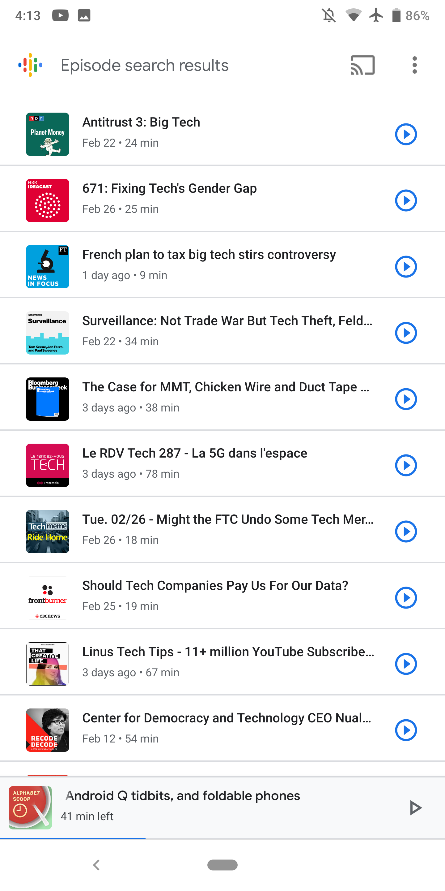 [Update: Live] Google Podcasts for Android adding episode search this week