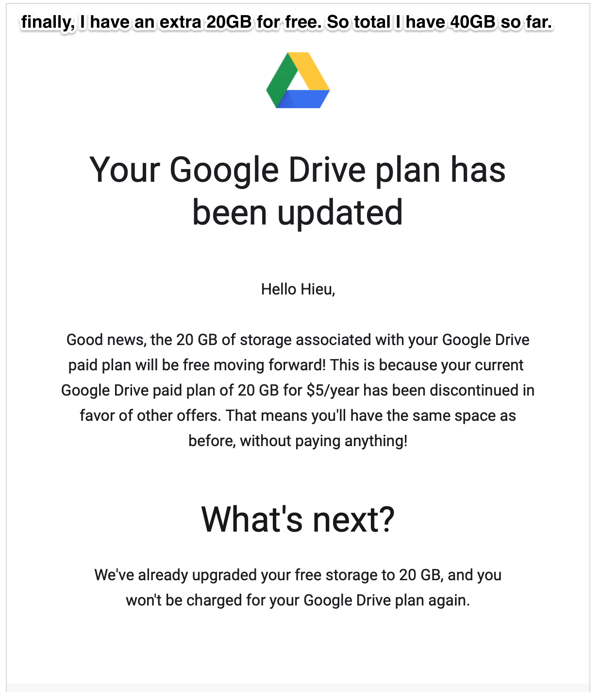 Google Drive grandfathers 20GB plan, waives $5/year fee - 9to5Google
