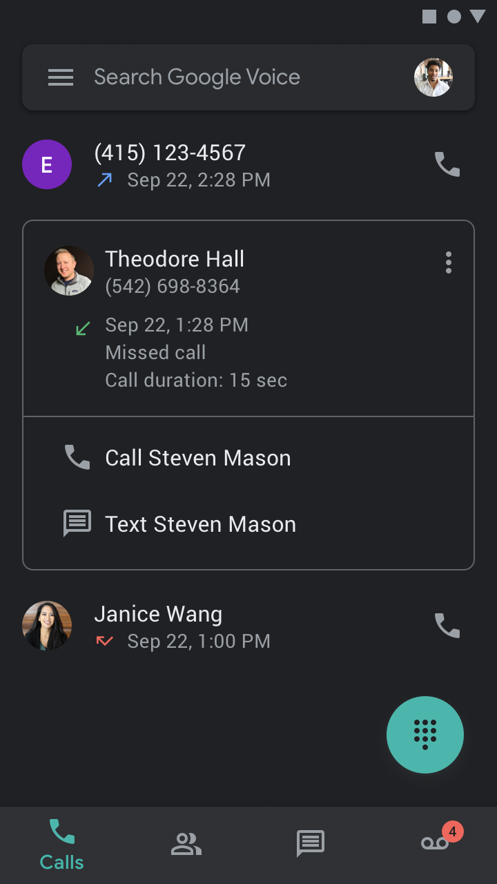 [Update: iOS update] Google Voice dark theme rolling out on Android