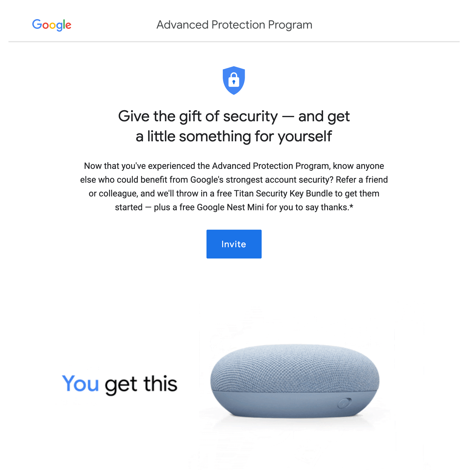 Advanced Protection Program referral giving out Nest Mini - 9to5Google