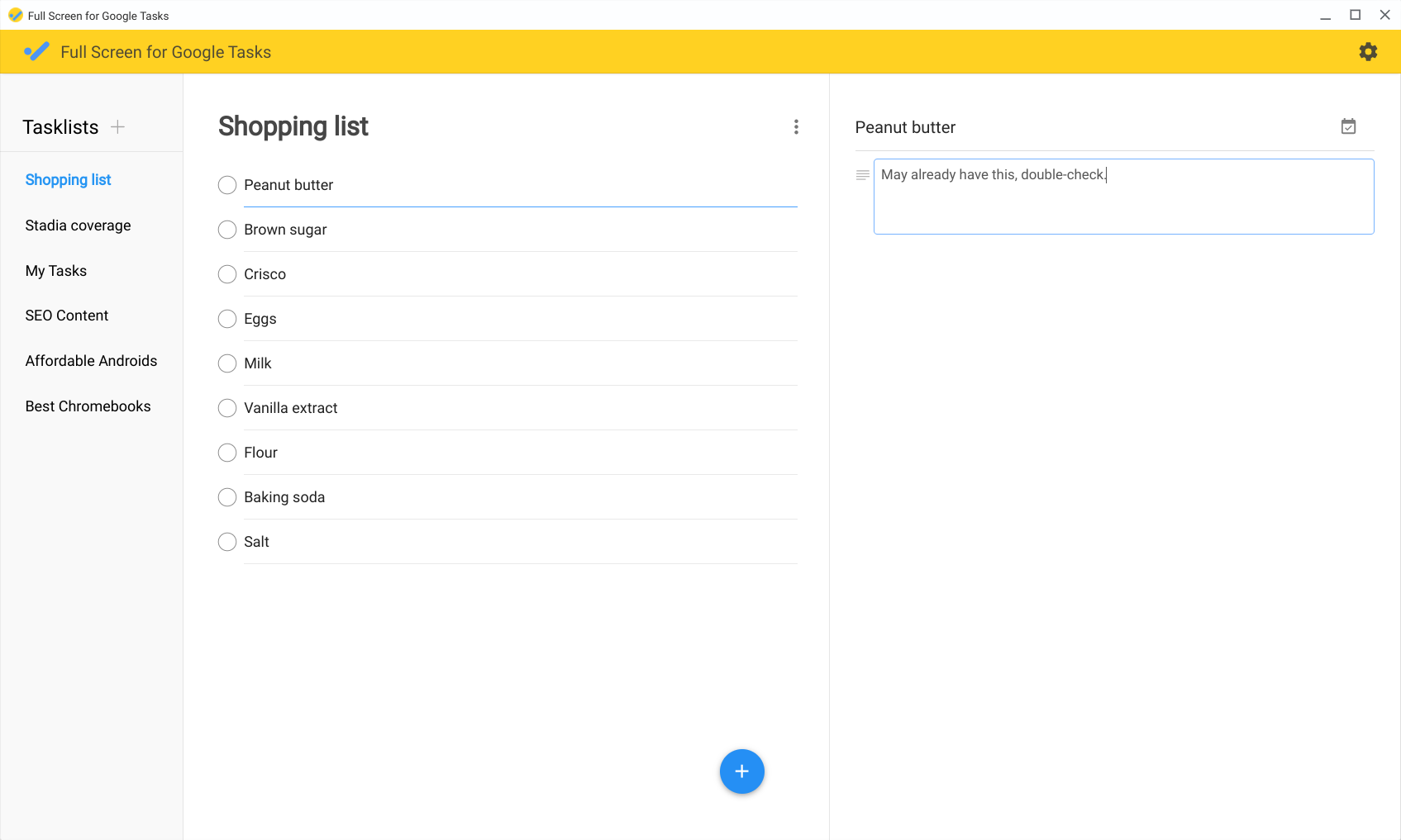 Chrome extension gives Google Tasks a full-screen UI