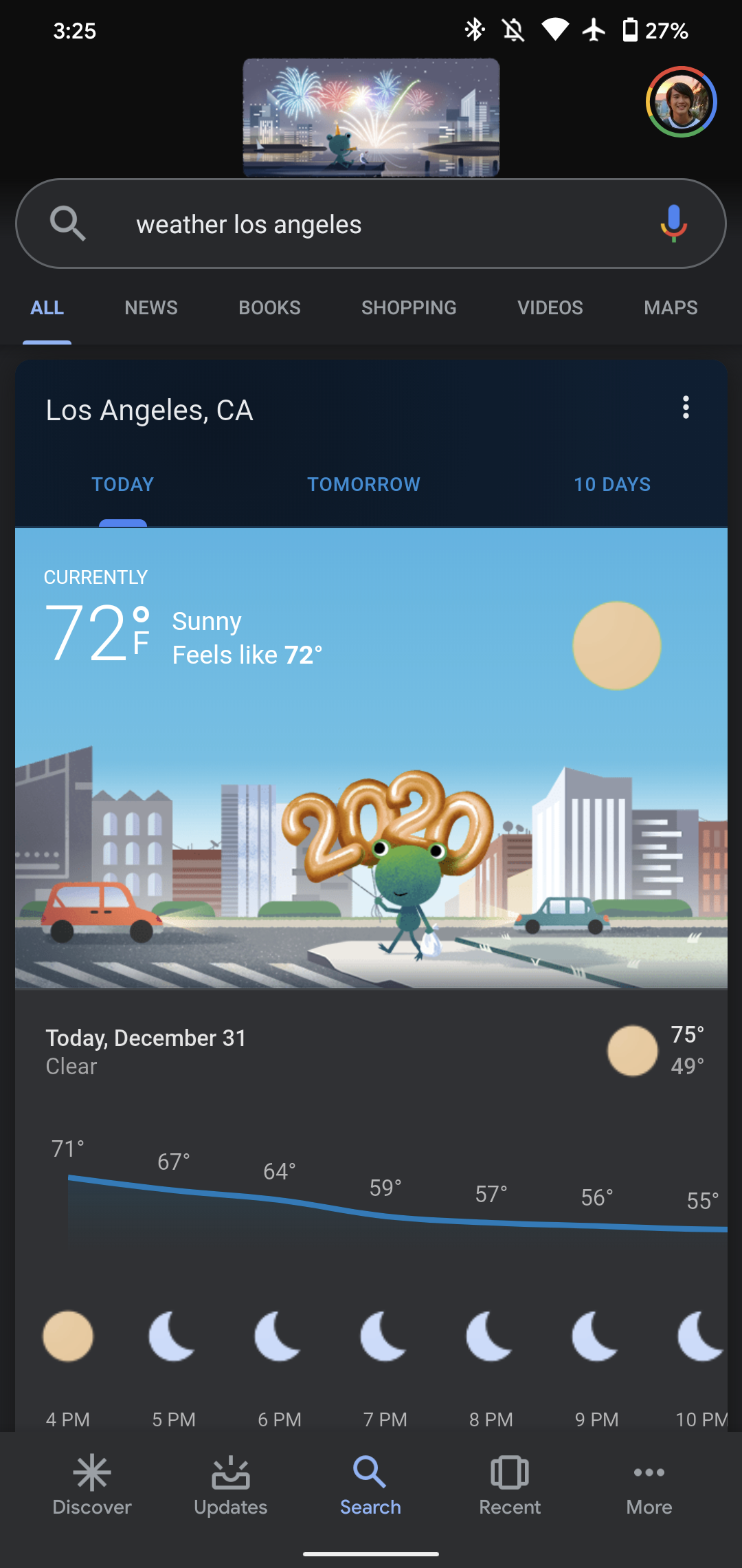 Google Weather festively rings in the New Year [Gallery]