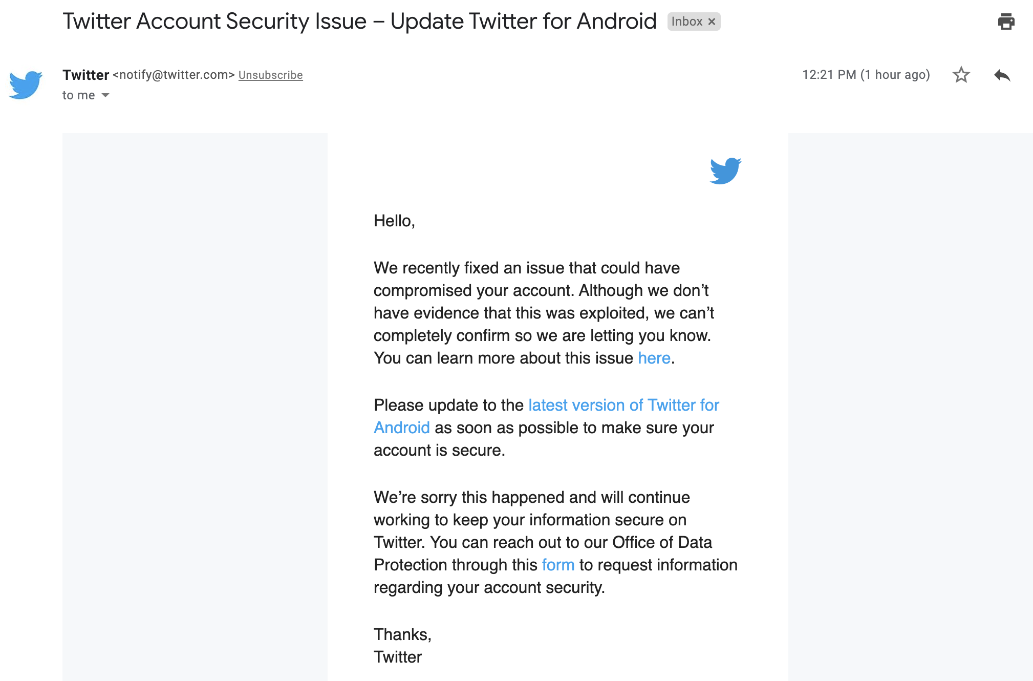 Twitter warns about Android app security issue - 9to5Google