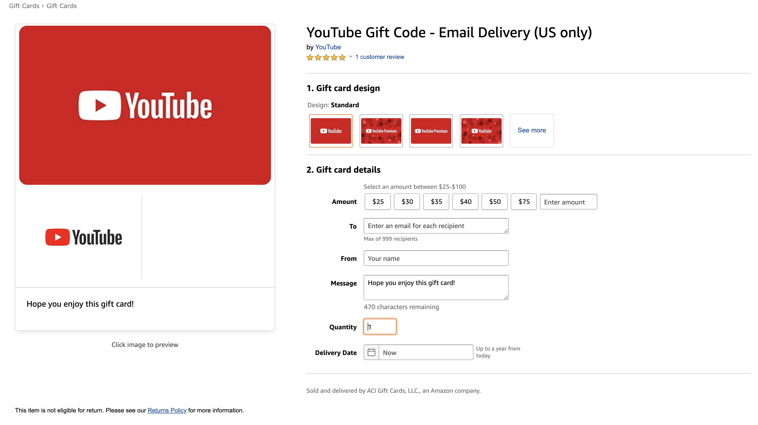 YouTube gift codes available in the US through Amazon - 9to5Google