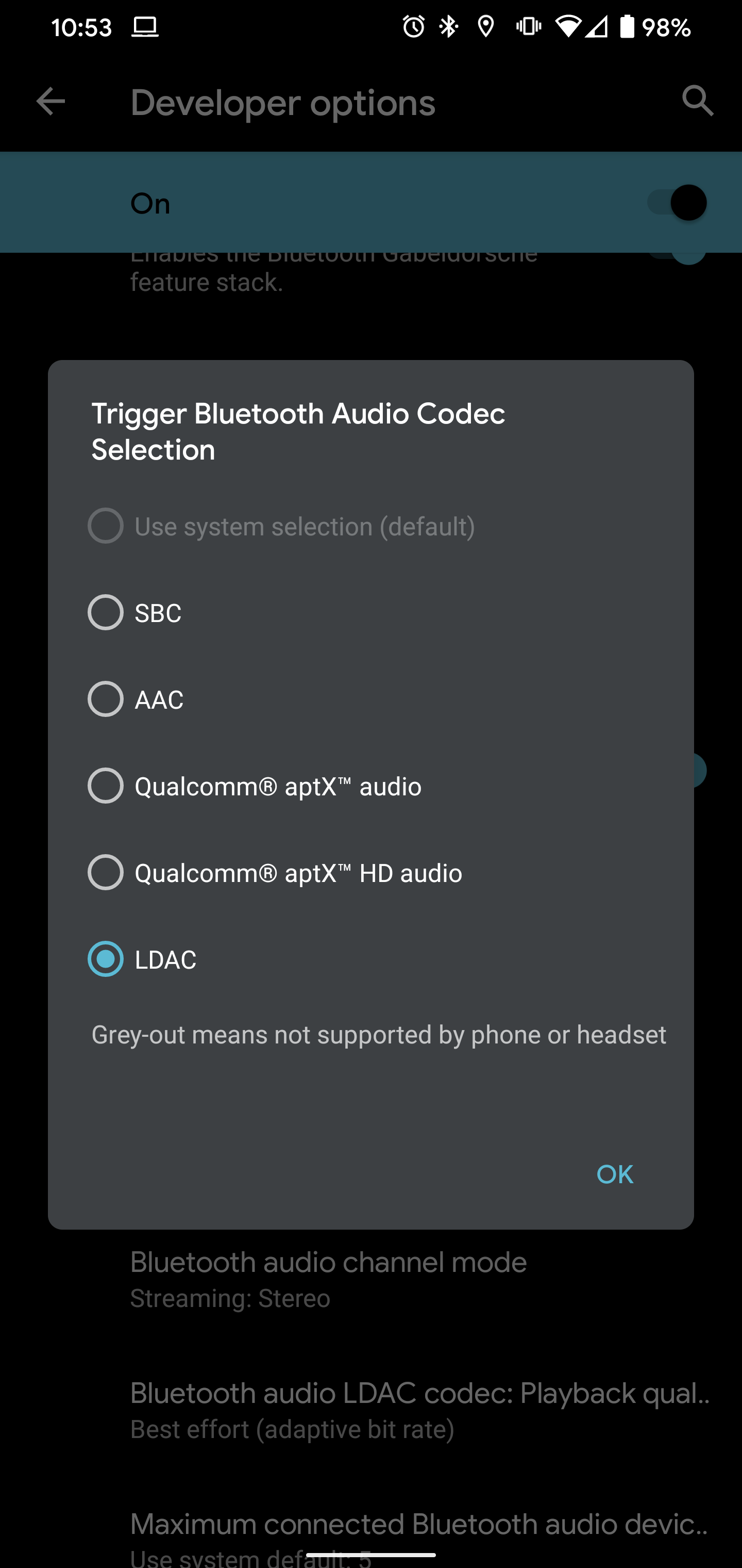 Android 11 DP1: You can now see the codecs your Bluetooth headphones ...