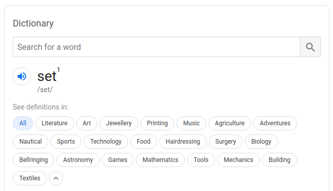 Google Search adds sorting for dictionary definitions by topic