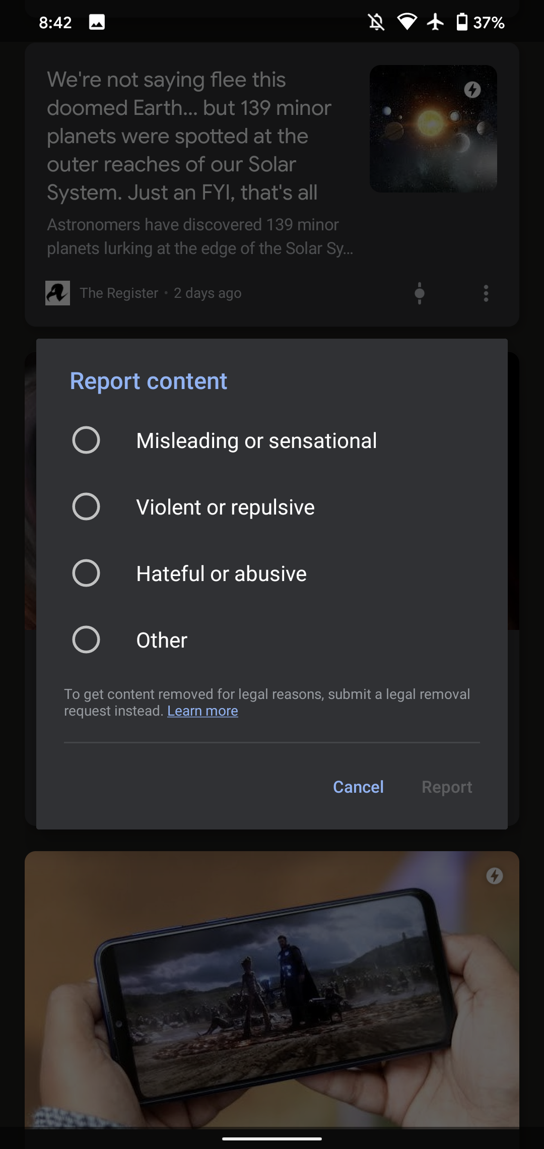 Google Discover lets you 'Report content' that is misleading - 9to5Google