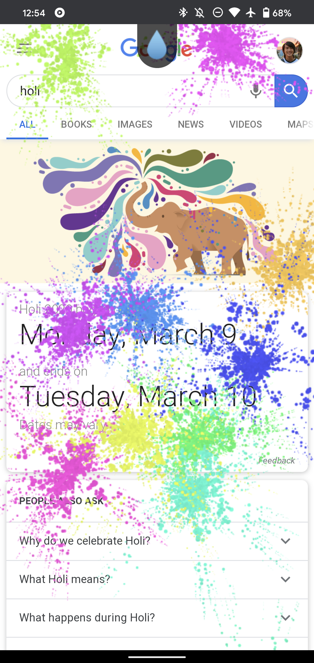 Google Holi easter egg lets you throw color at Search results - 9to5Google