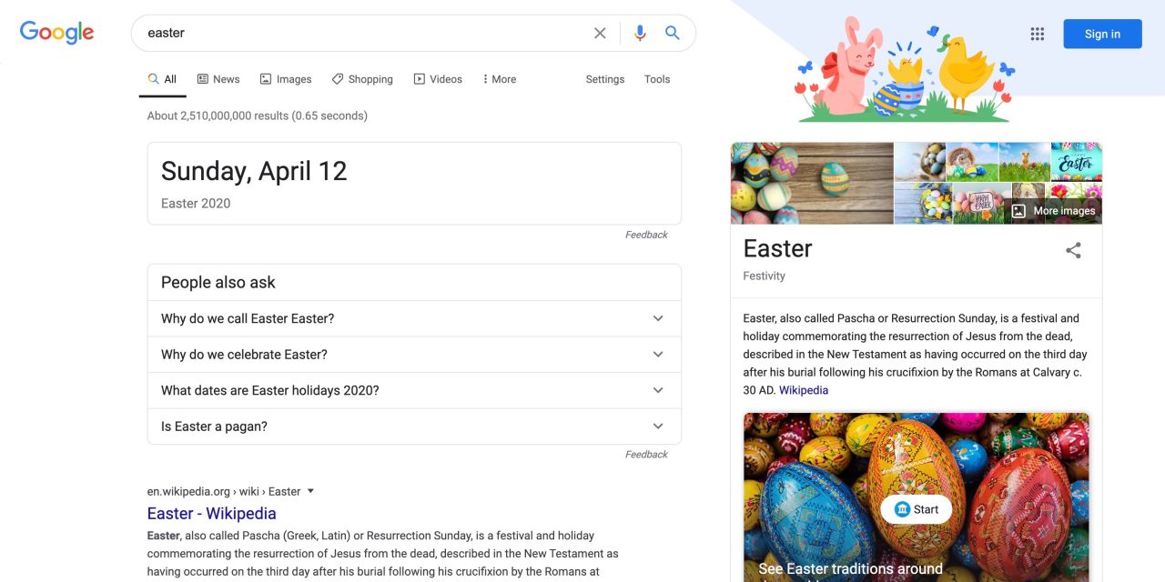 Google Search gains actual Easter eggs to mark Easter