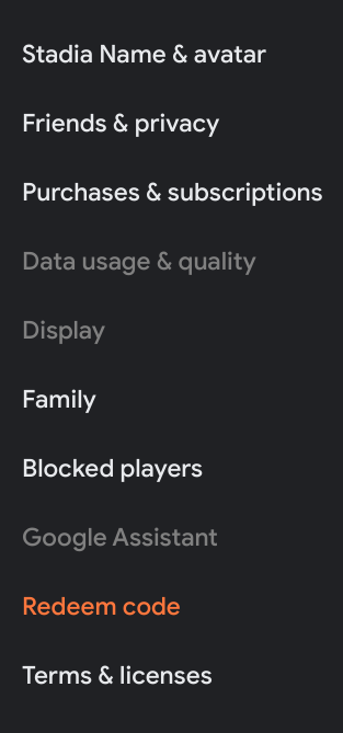 How to redeem codes for Google Stadia games