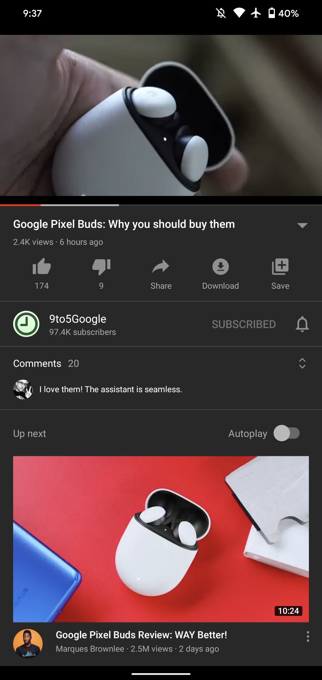YouTube for Android's new video page has large thumbnails - 9to5Google