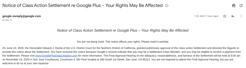 Many receive notice of Google+ class action lawsuit - 9to5Google