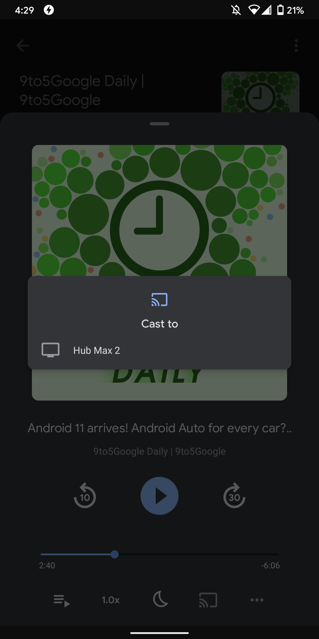 Google Podcasts for Android adds Cast button to Now Playing screen