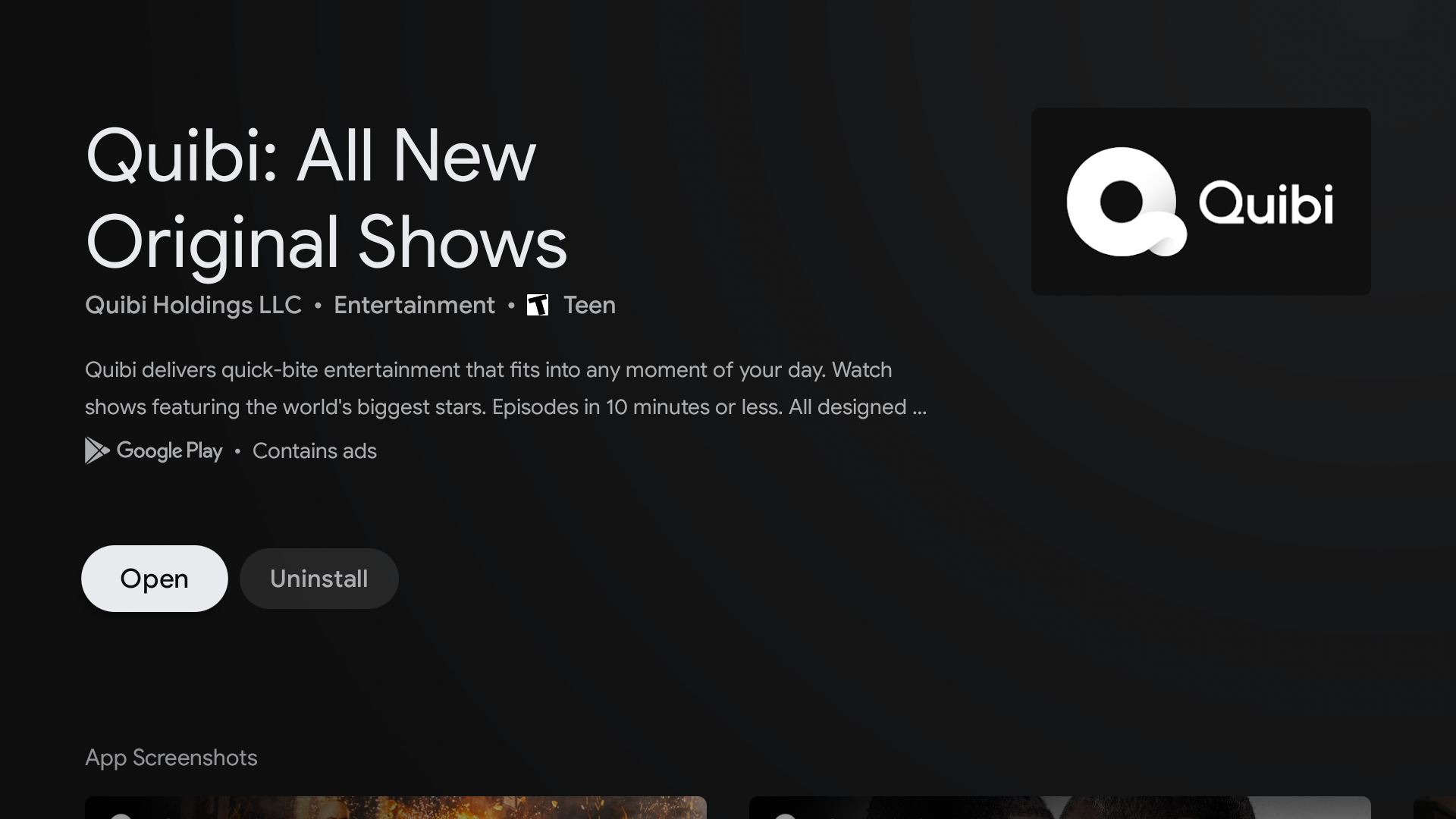 Quibi launches on Android TV/Google TV