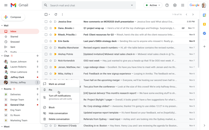 Gmail on the web now lets you pin Google Chat conversations - Top Tech News