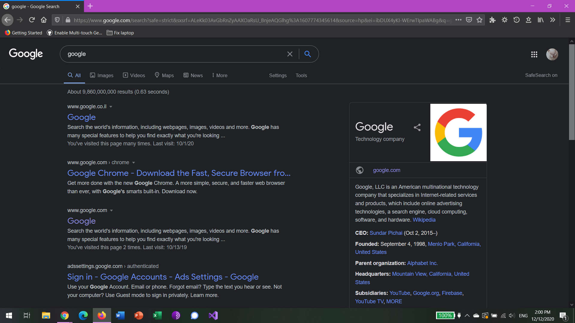 Google A/B testing a dark mode for Search on desktop browsers - Top ...