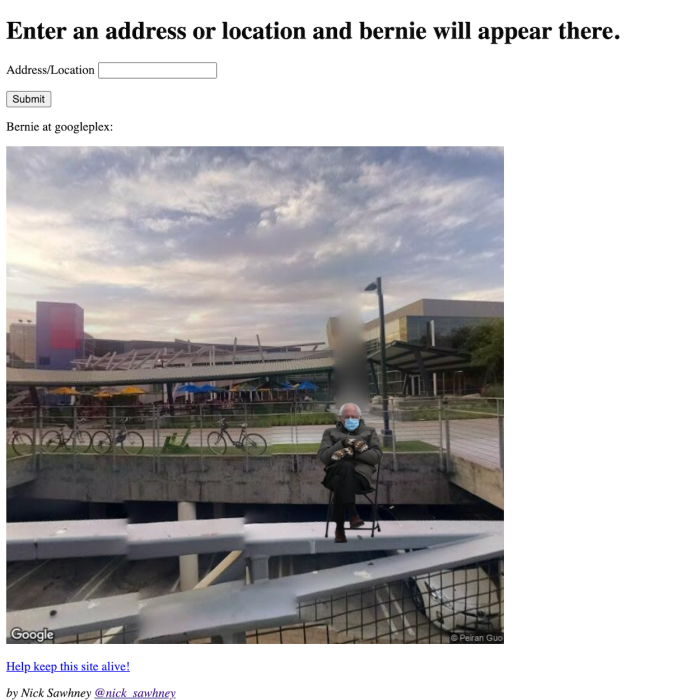 Meme generator lets you have Bernie Sit anywhere in Google Maps Street ...