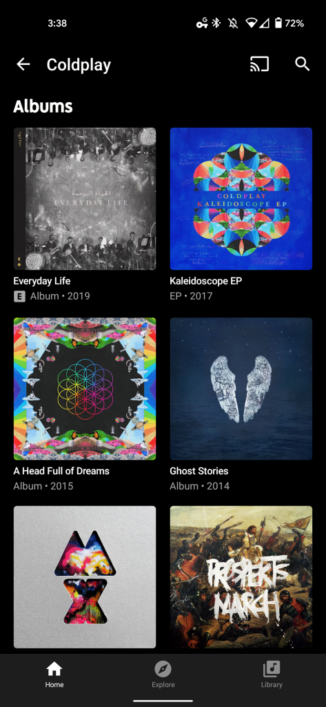 YouTube Music using grid view on artist pages for albums - 9to5Google