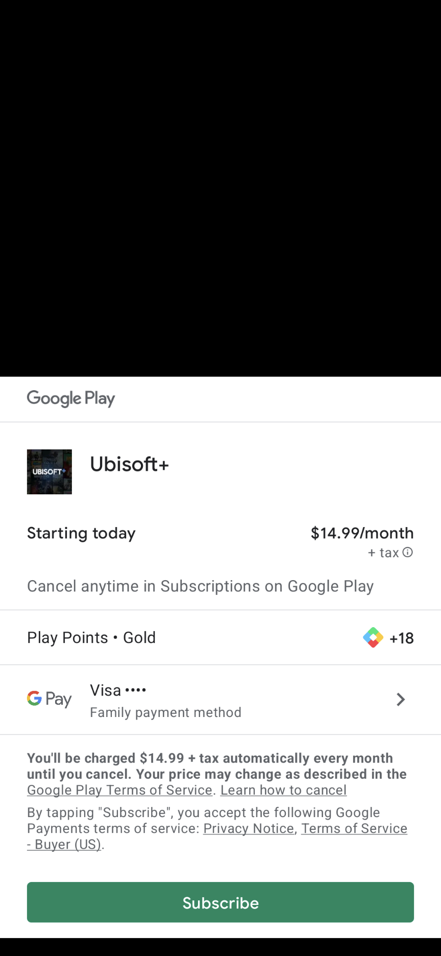 You can now subscribe to Ubisoft+ from within the Stadia app