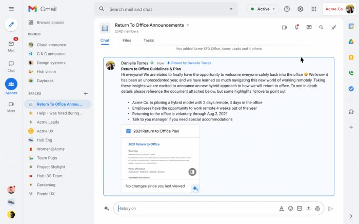 Gmail gets web nav redesign as 'Rooms' are now 'Spaces’ - 9to5Google