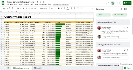 Google Sheets adds dedicated sidebar to review comments - 9to5Google