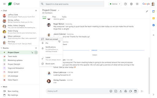 Google Chat adding 'mark as unread' for DMs and Spaces