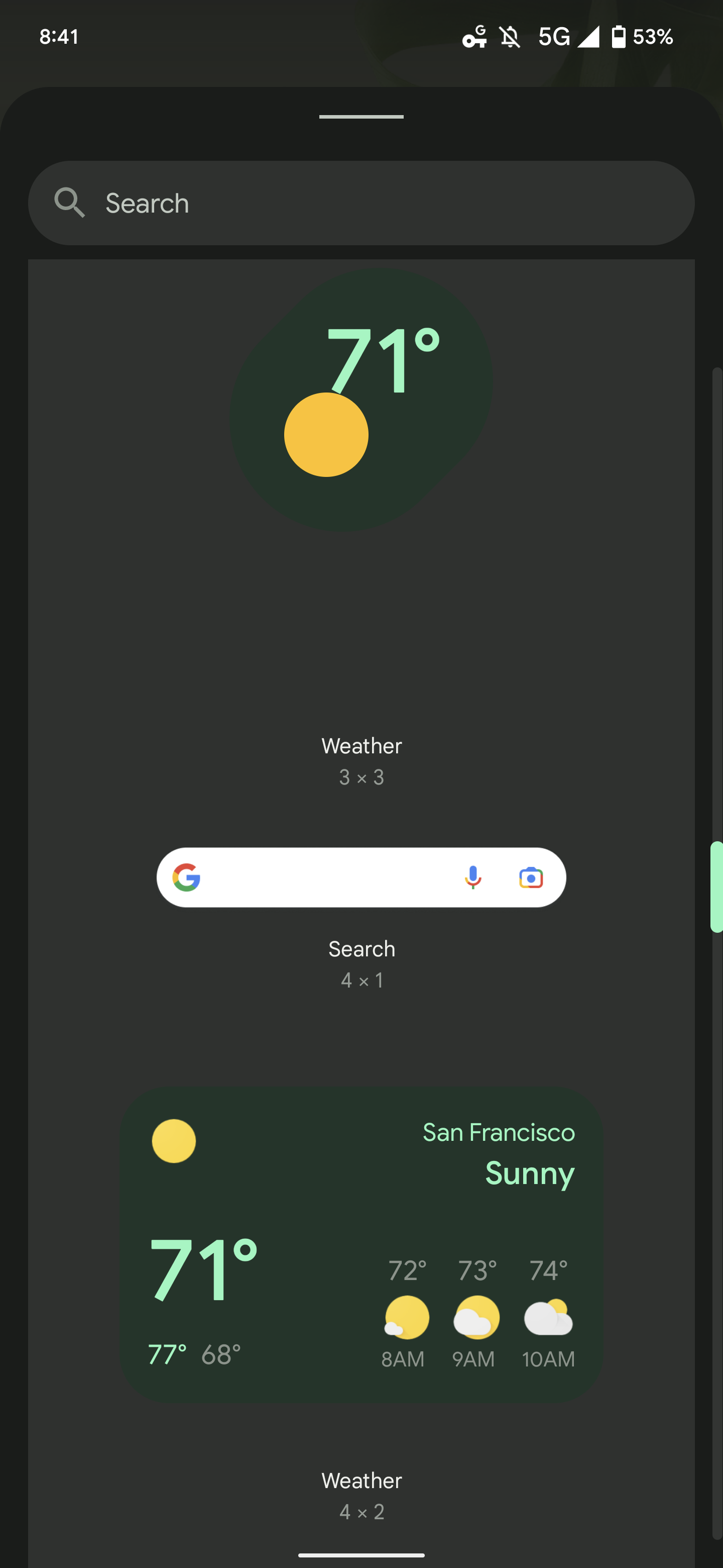 Google Weather widgets on Android 12 updated: More sizes - 9to5Google