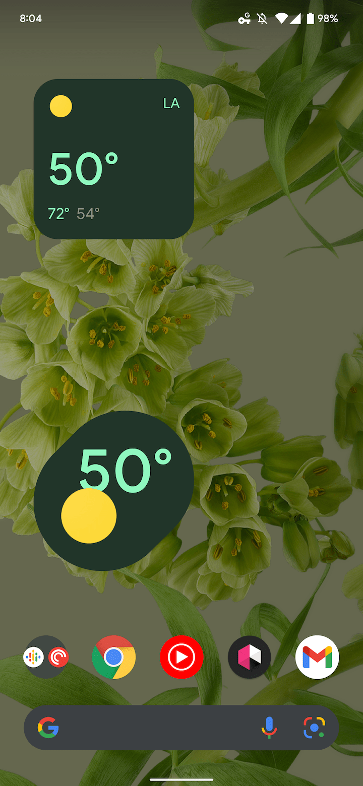 Google Weather widgets on Android 12 updated: More sizes - 9to5Google