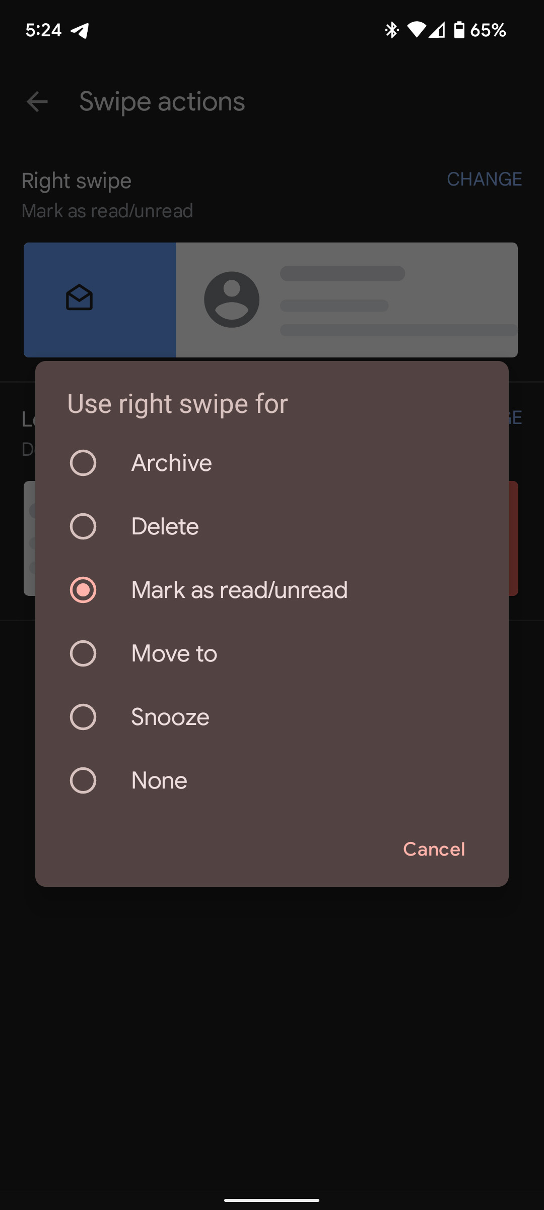 How to change Gmail swipe actions on Android