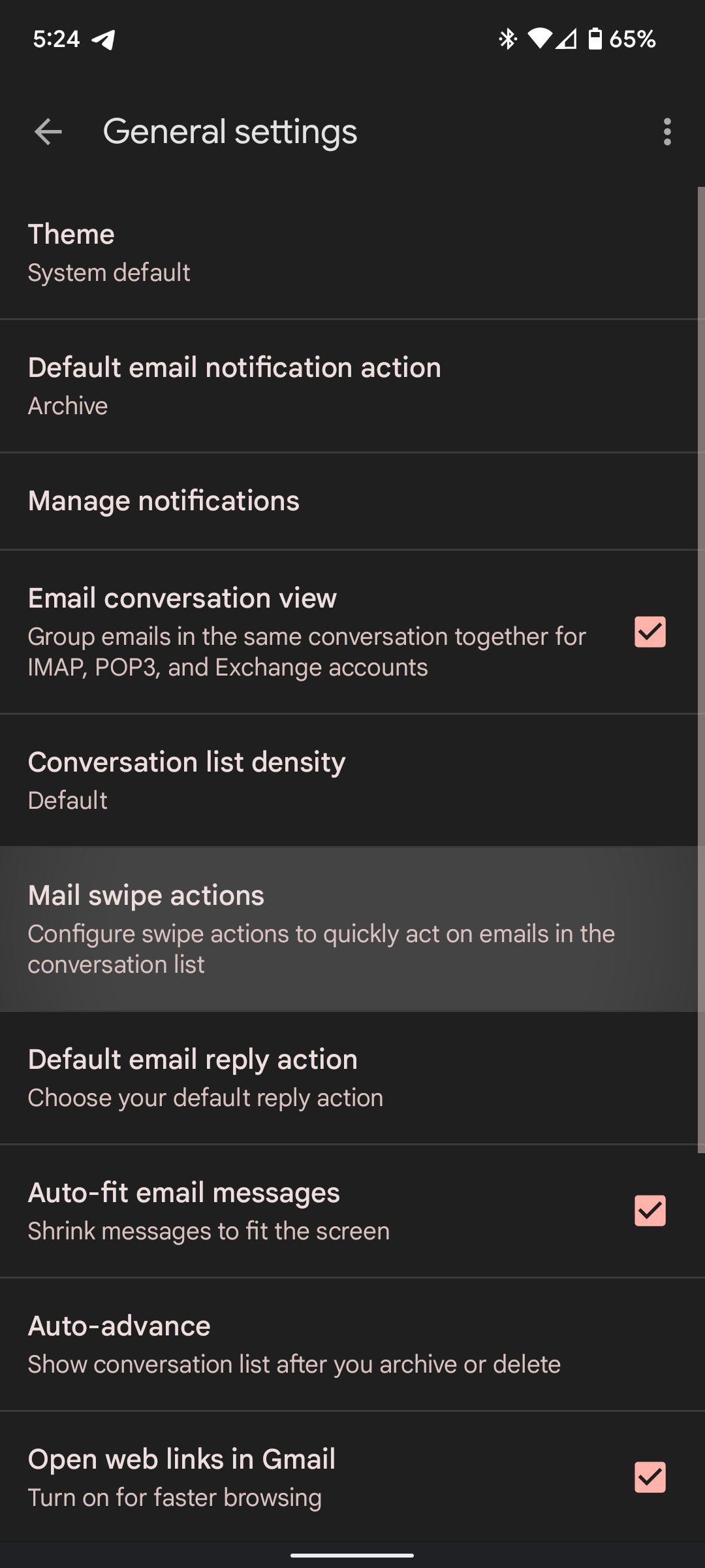 How to change Gmail swipe actions on Android