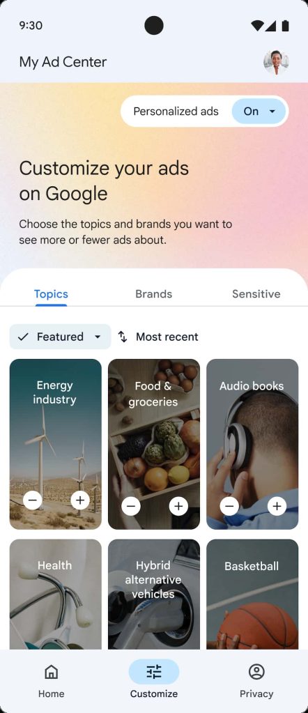 Google 'My Ad Center' let you control ads by topic and brand - 9to5Google